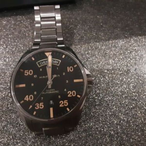 Hamilton khaki aviator day date auto 42mm vintage patina + straps ...