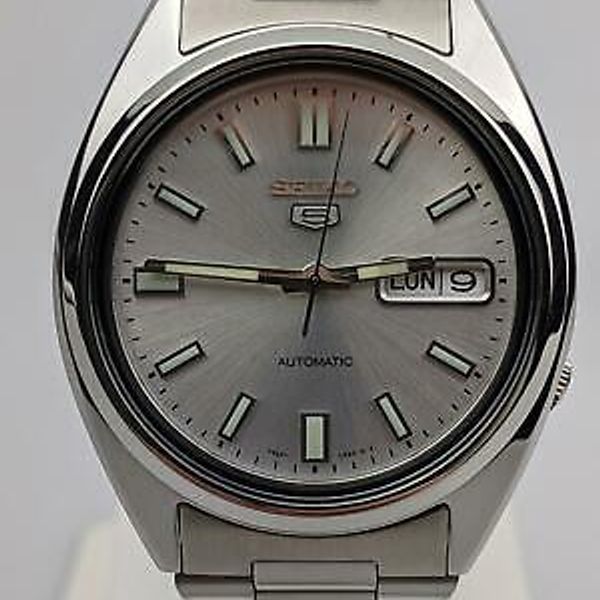 Seiko 5 Automatic Silver Dial Silver Stainless Steel Men’s Watch ...
