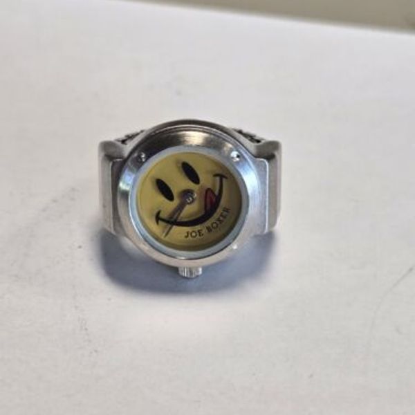 1996 Vintage Timex Smiley Face Tongue Joe Boxer Silver Tone Ring Watch ...