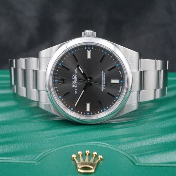 Rolex Oyster Perpetual 114300 39mm 2016 Dark Rhodium Rhodium Dial Box ...