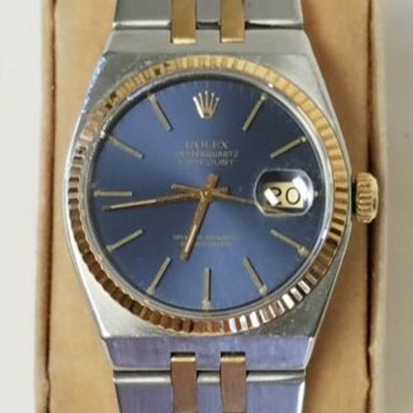 Vgt. Rolex Oysterquartz Datejust 17013 - Blue Dial Two tone 18k gold ...