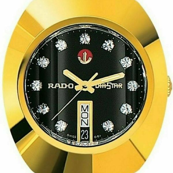 Vintage Rado Diastar Automatic Day-Date Black Dial White Stone Men's ...