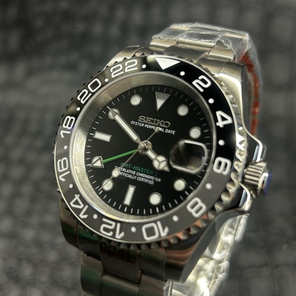 Seiko mod Bruce Wayne GMT oyster bracelet Stainless Steel Seikomariner ...
