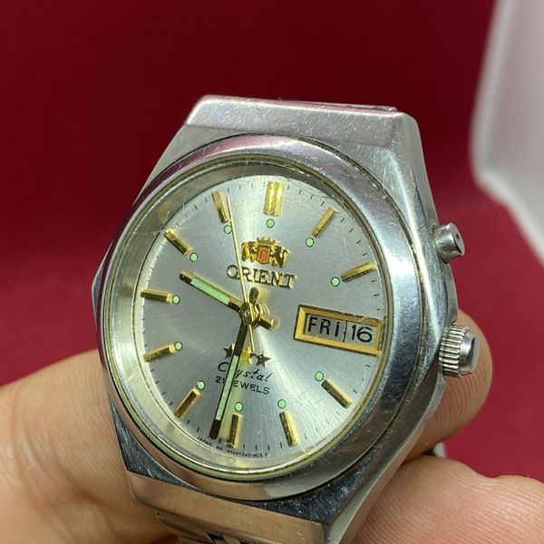 Vintage Orient Watch Three Star Automatic Day/Date Silver Dial Working ...