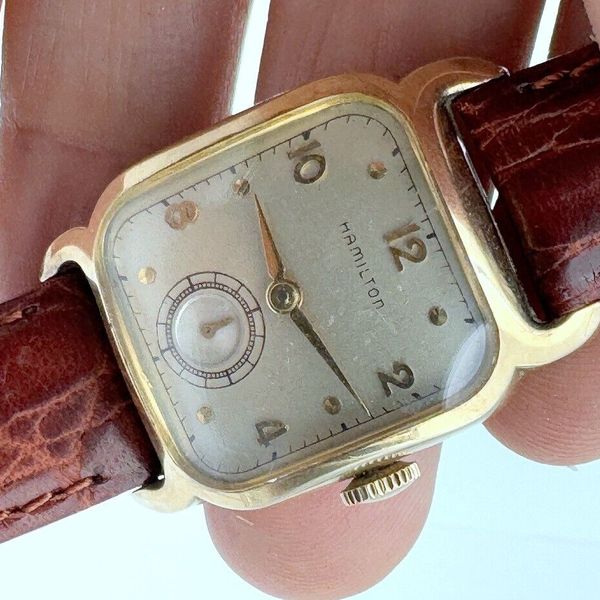 VINTAGE 1940's HAMILTON cal, 747 ORIGINAL DIAL 14K GOLD FILLED HAND ...