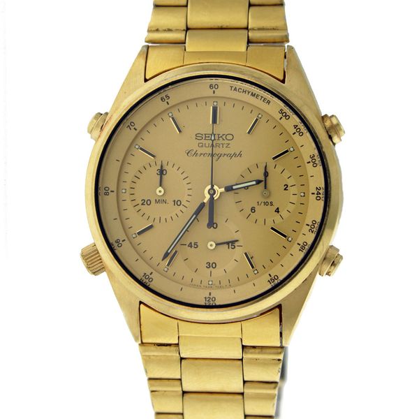 Vintage Seiko Chronograph 7A28-7029 37mm Gold Electroplated Steel Quartz Watch | WatchCharts ...