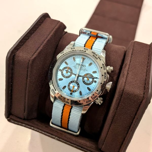 Seiko Mod Chronograph Custom | Blue Dial & Tachymeter | Gulf Racing ...