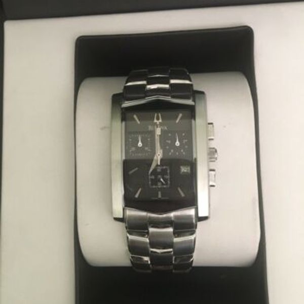 Bulova 96G09 Chronograph Stainless Steel Watch Swiss Eta Movement ...