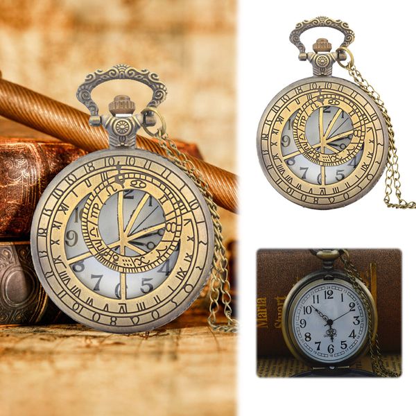 Carved Hollow Double Twelve Zodiac Classic Retro High End Quartz Pocket ...