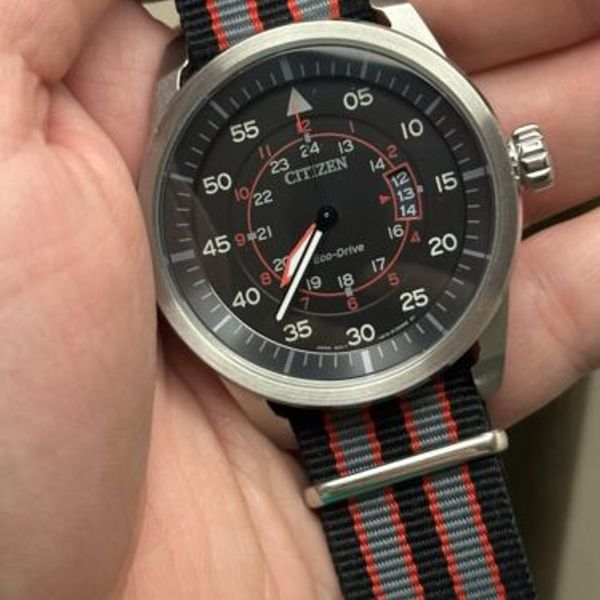 Citizen Eco-Drive Men's Avion Calendar Black Dial Watch 45mm AW1361-01E ...