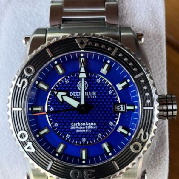 Rare Deep Blue Precision Diver, CarbonAqua, Automatic Men's Watch ...