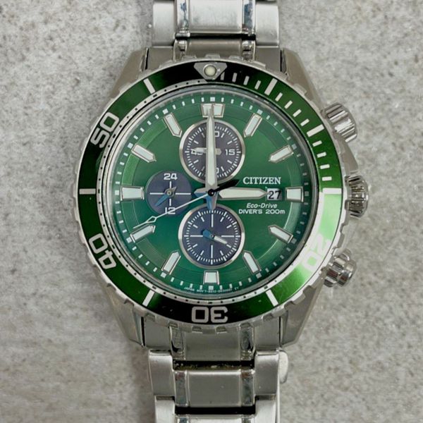 Citizen Promaster Eco-Drive Green Dial Stainless Steel Mens Watch ...