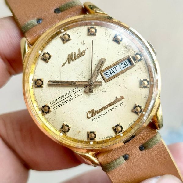 Mido Commander Chronometer PVD Gold Coat Datoday 8439 Automatic Swiss ...