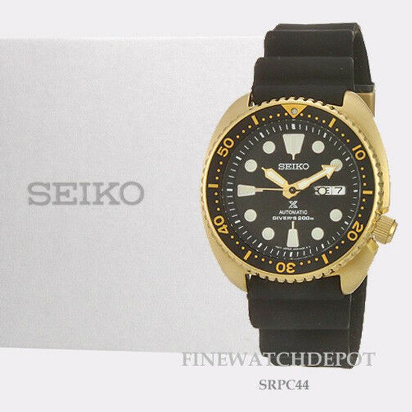 Authentic Seiko Men's Prospex Automatic Diver Gold Tone Watch SRPC44 ...