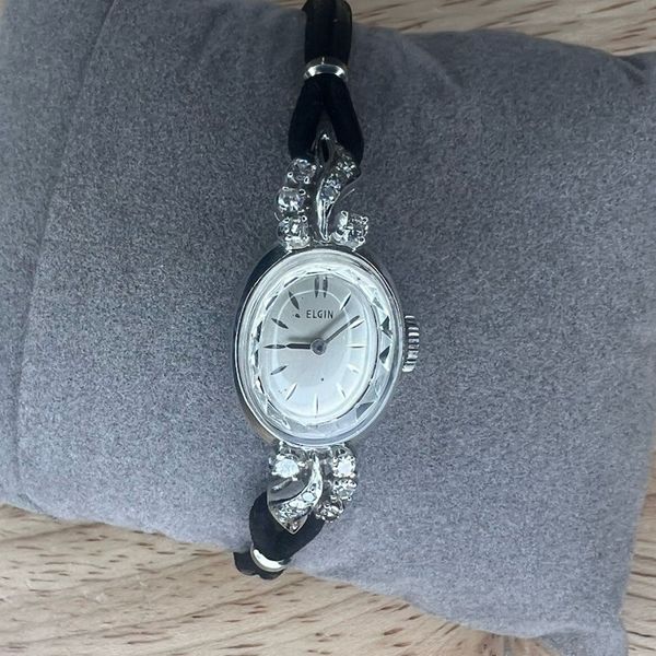 Vintage Woman's Mechanical Elgin Diamond Watch 14k Gold NO RESERVE art ...