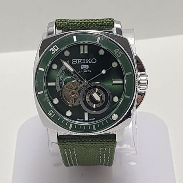 SEIKO MOD 5 SPORT 1880A GREEN AUTOMATIC LUMINOUS HANDS AND INDEXES MEN ...