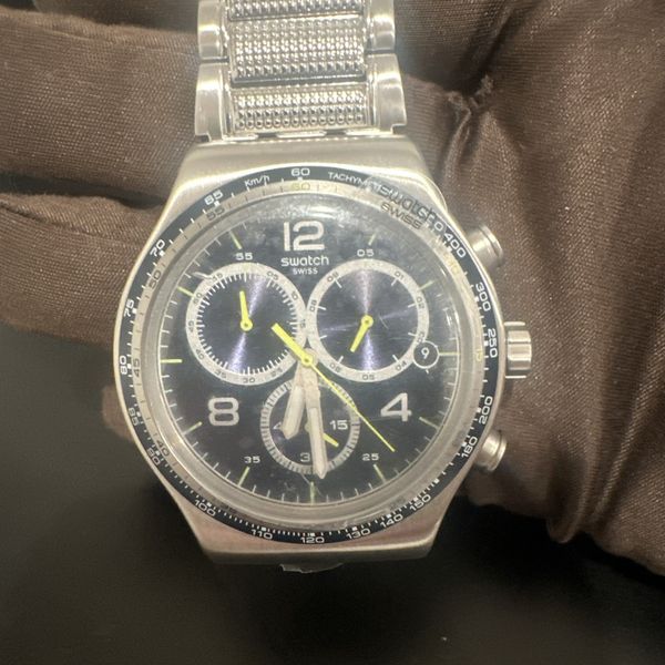 NEW SWISS SWATCH IRONY NEW CHRONO YVS411G SPRINKLED WATER No Box ...