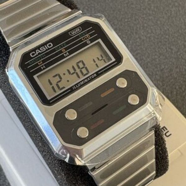 Casio Vintage Watch A100WE-1AEF Stainless Steel Bracelet Digital ...