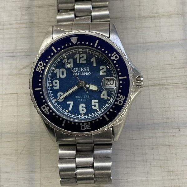 â Mens Guess WaterPro Dive Face Watch with Blue Dial - New Battery ...