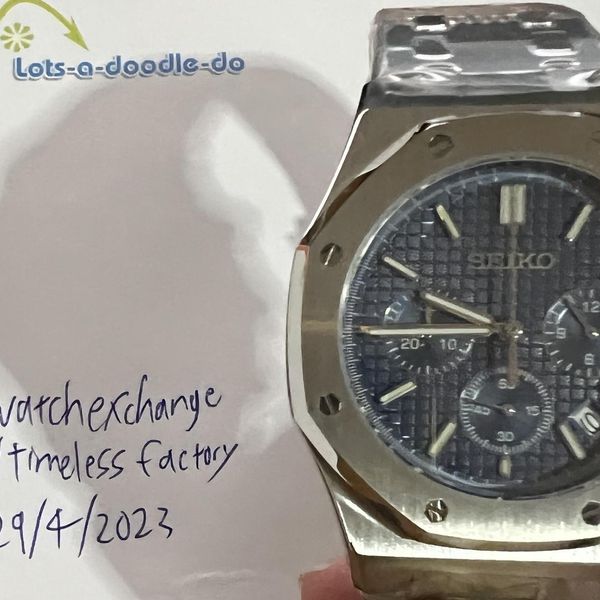 [WTS] SeikOak Blue Waffle Dial 42mm Custom Mod Chronograph watch ...
