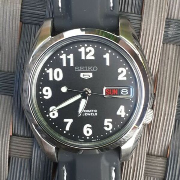 SEIKO SNK381K1 7S26 AUTOMATIC WATCH. BLACK MILITARY FIELD DIAL. BNWT ...