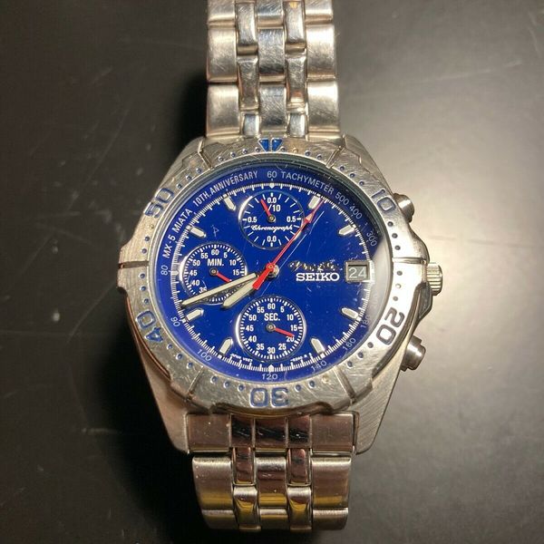 SEIKO V657-6140 CHRONOGRAPH LIMITED MAZDA MX-5 MIATA QUARTZ MEN'S WATCH ...