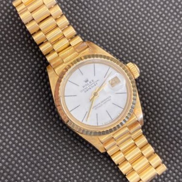 VINTAGE Automatic ROLEX Oyster Perpetual Datejust 18k Gold Watch WOMEN ...