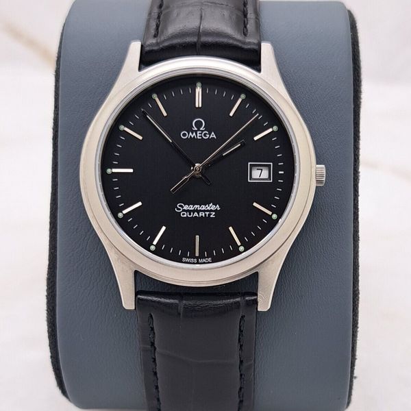 Vintage Omega Seamaster 1425 Men's Swiss Made Quartz Watch Black Dial ...