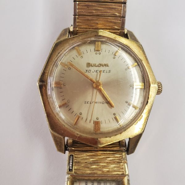 Vintage Bulova 30 Jewels Men's Watch Self-Winding .0015 Gold EP ...