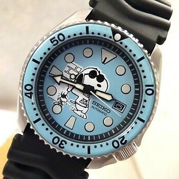 Seiko Ceramic Snoopy Joe Cool Woodstock Automatic Divers Date Watch ...