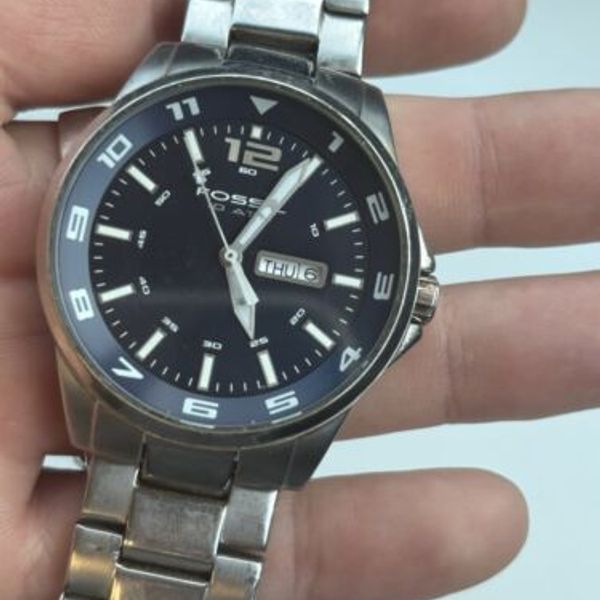 Mens Fossil AM-4145 Watch Blue Dial Date Watch Nice - New Battery - NR ...