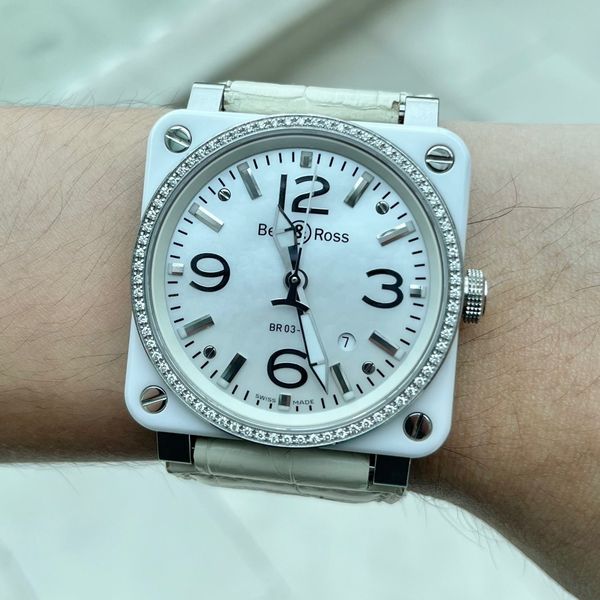 Bell & Ross 03-92 White Ceramic MOP Dial Factory Diamond Bezel ...