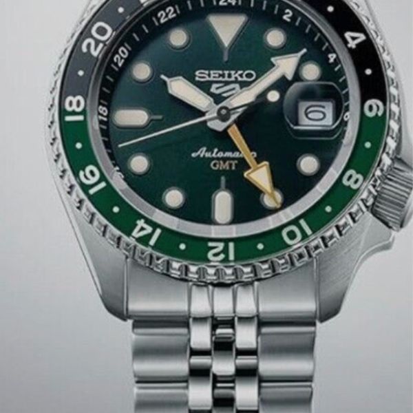 Seiko 5 Five Sports SSK035 J1 GMT Automatic Watch Green Dial Made Japan ...