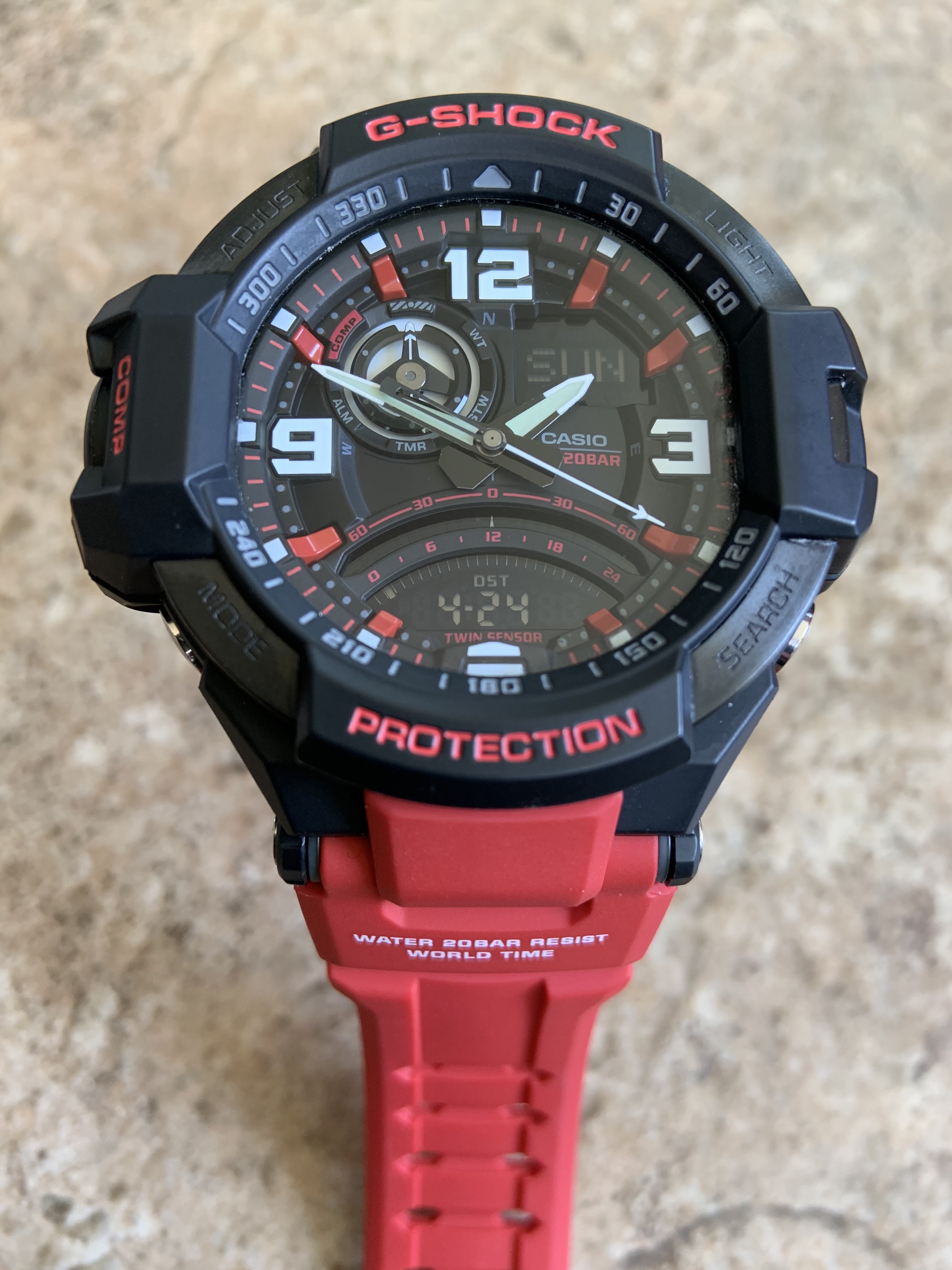 FS: Casio G-Shock Aviation Black Dial Red/Black Resin Bands Quartz Men ...