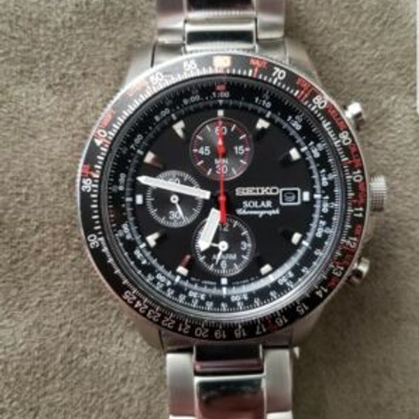 Seiko SSC007 Solar Mens Watch Chronograph Pilot Flightmaster Great cond ...