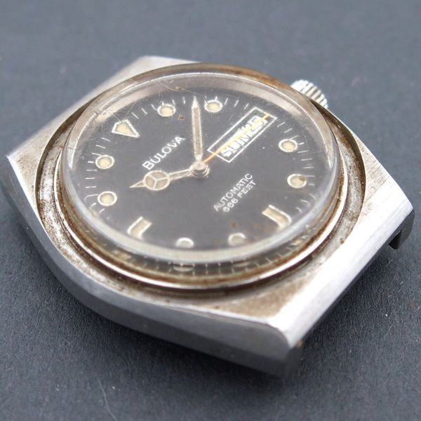 1982 Bulova P2 Black Dial 666 Feet Devil Diver Automatic Divers Watch ...