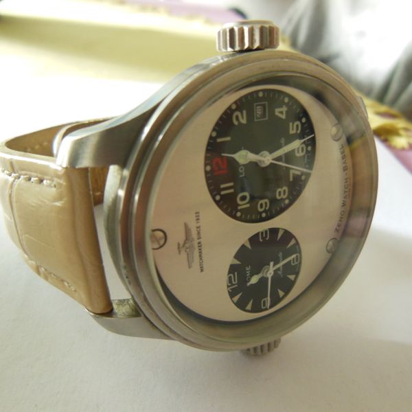 For sale only: Zeno-Watch Basel Oversized 46mm Pilot Dual Time Ref ...