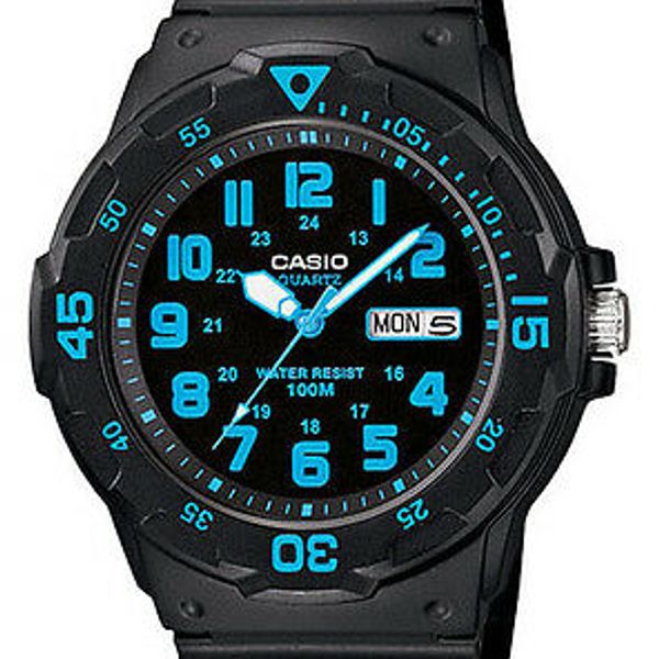Casio MRW200H-2BV, Men's Analog Black Resin Band, 100 Meter, Day/Date ...