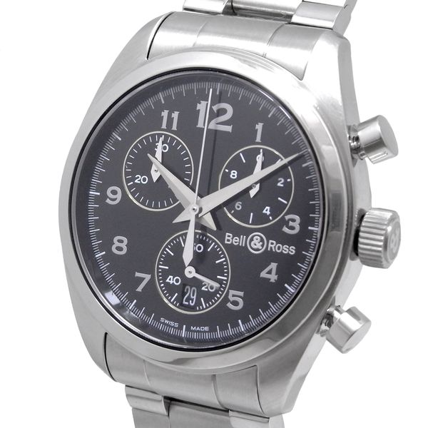 《Boys》[Used] Bell & Ross 220S Chronograph Date Quartz QZ Black Dial SS ...