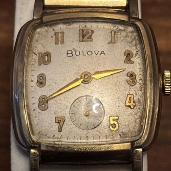 Vintage Menâ s Bulova Watch M2 10K RGP Gold Tone Square Dial W/Kreisler ...