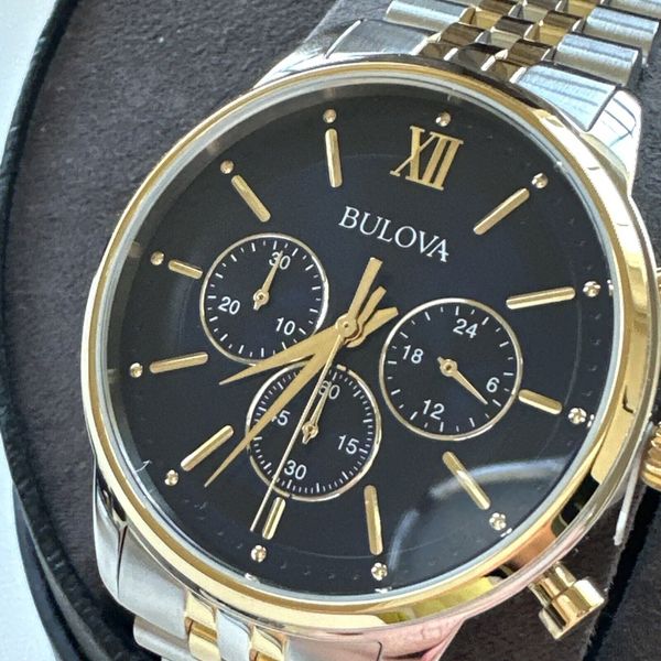Classic Bulova Mens Chronograph Two Tone Stainless Steel Bracelet Watch ...