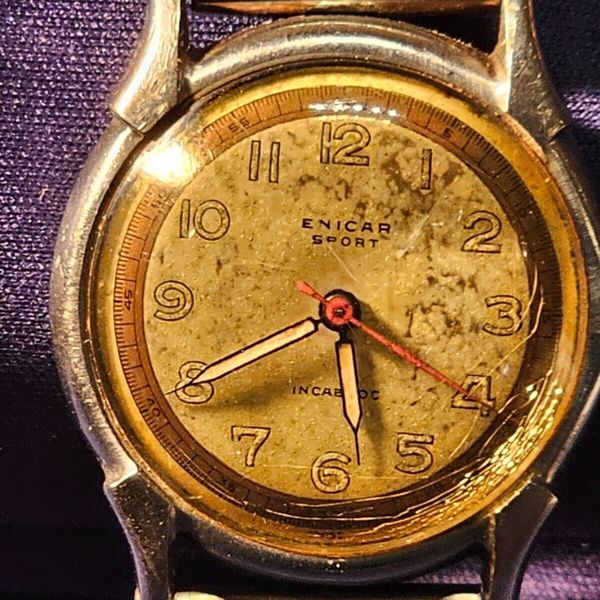 Vintage 1940's ENICAR SPORT incabloc Swiss made with staimless steel ...