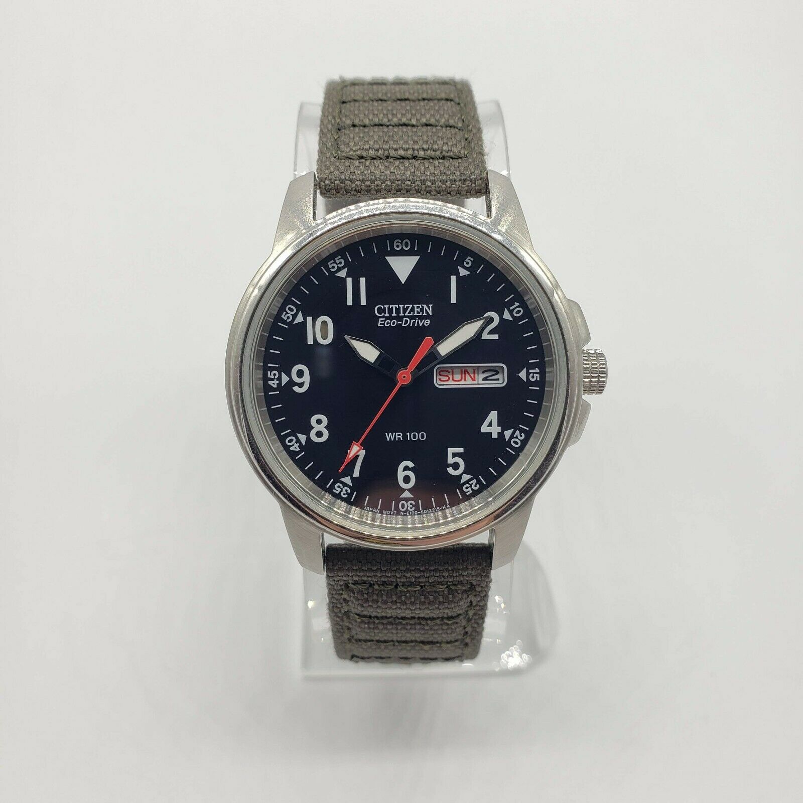 Citizen Eco-Drive Chandler Field Watch Men BM8180-03E Green Canvas Band ...