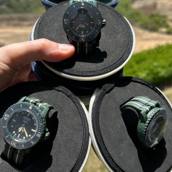 Blancpain x Swatch Bioceramic Scuba Fifty Fathoms Green Abyss SO35G100 ...
