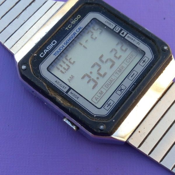 RARE VINTAGE 80's CASIO TC-500 TOUCH SCREEN CALCULATOR WATCH JAPAN ...