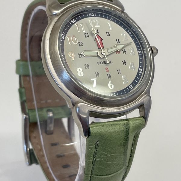 Fossil JR-7676 Road Trip Quartz Watch - Green Leather Strap ...
