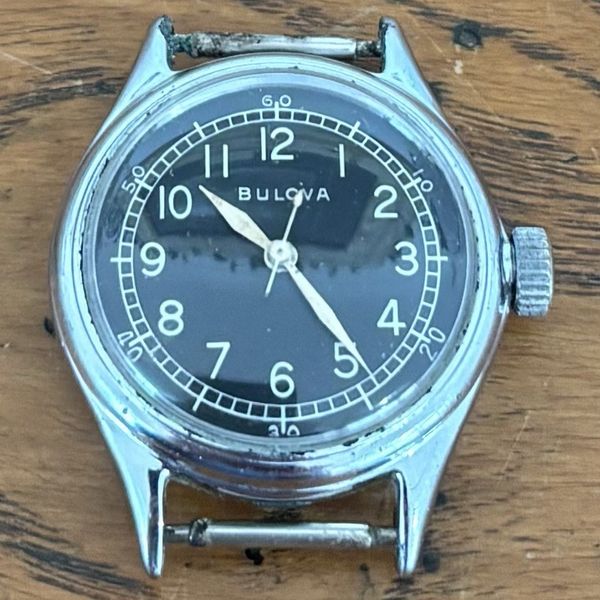1940â s BULOVA U.S. Military WW11 10AK Trench Wristwatch Screw Back ...
