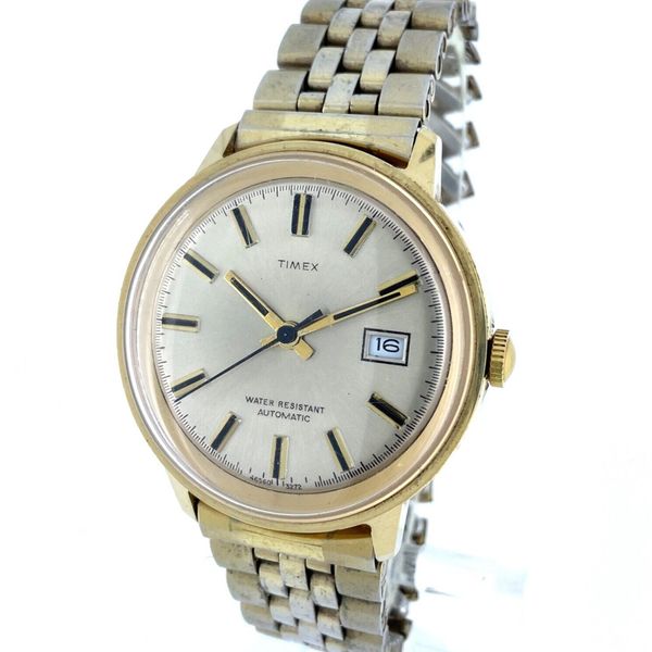 Vintage Timex Automatic Water Resistant Gold-Plated Steel Watch 35mm ...