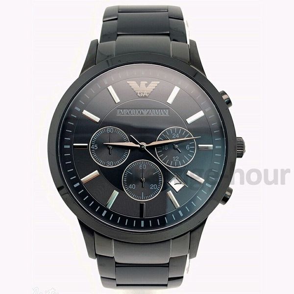 Emporio Armani AR2453 Black Dial Stainless Steel Chronograph Quartz Men ...