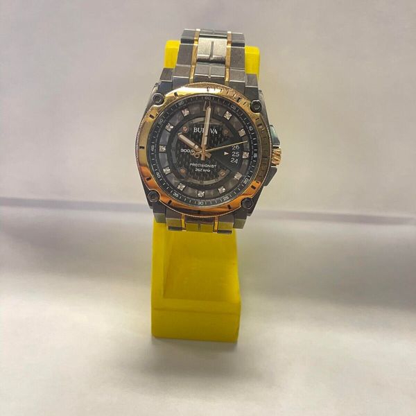 Bulova Precisionist Diamond Black Dial 2-Tone Stainless Steel Men's ...